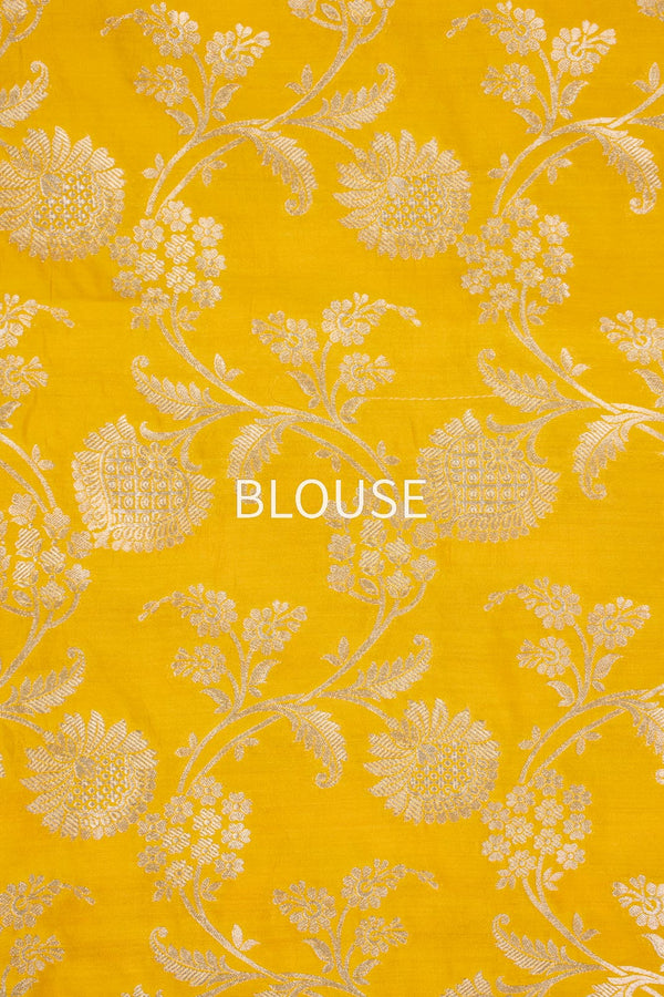 Yellow Banarasi Organza Leheriya Saree - Shivangi Kasliwal